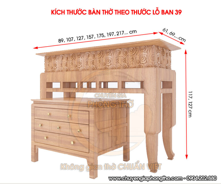 Cách tra kích thước bàn thờ theo thước lỗ ban 39 chính xác nhất